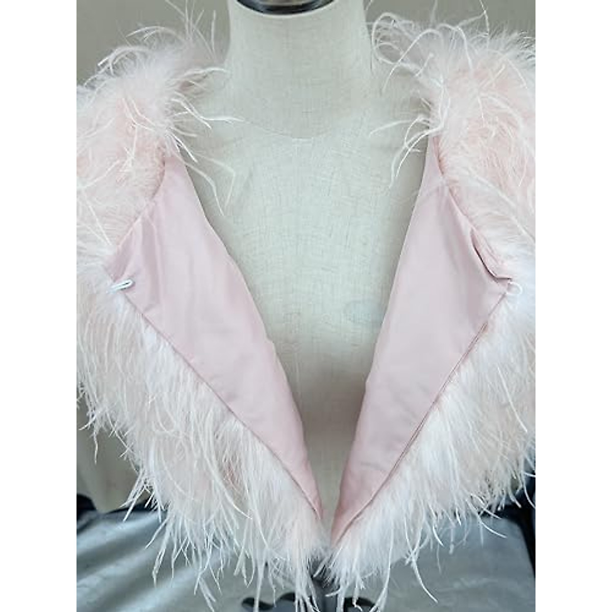 Women Ostrich Fur Pink Feather Small Shawl Cape for Wedding for Party Bride Furry White Color Blush Fluffy Luxurious Romantic