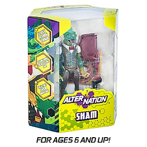 Alter Nation Sham Human Chameleon Alligator Hybrid Web Cartoon Dark Horse Comics Graphic Novel Action Figure with Thermal Color Changing Body & Mini Comic Book Great Gift for Kids 6 & Up