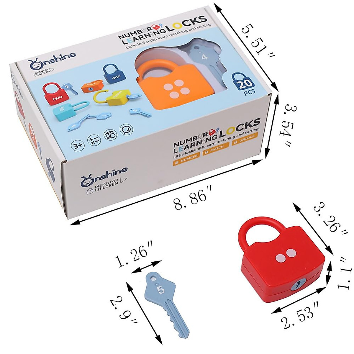 Kghios Kids Learning Locks with Keys Numbers Matching & Counting Montessori Math Educational Toys Materials for Toddlers Ages 3 yrs+ Boys and Girls Preschool Games Gifts