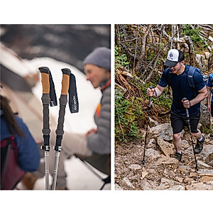 TREKOLOGY Trekking Poles Collapsible Nordic Hiking Poles - Cork Handle 2pc Ultralight Folding Walking Sticks, Hiking Sticks, Lightweight Aluminum Foldable Trekking Walking Sticks for Seniors Women Men