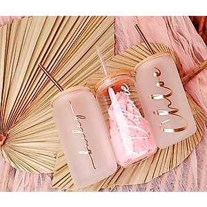 Grifil Zero Bridesmaid Gifts, Bridesmaid Proposal, Future Mrs, Customized Glass Tumbler, Frosted Glass Tumbler, Bamboo Lid Coffee Cup, Maid Of Honor Gift, Name and Title