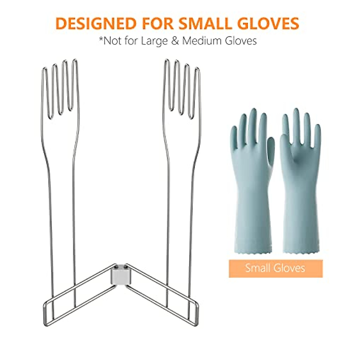 KORRTFID Kitchen Glove Holder,Stainless Steel Kitchen Vertical Glove Support Multi-Purpose Glove Drain Rack,Collapsible Glove Drying Stand,Rubber Glove Drying Rack,Mitten Drying Rack(Small)