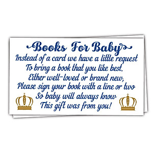 50 Prince Books for Baby Shower Request Cards - Invitation Inserts - Boy Baby Shower