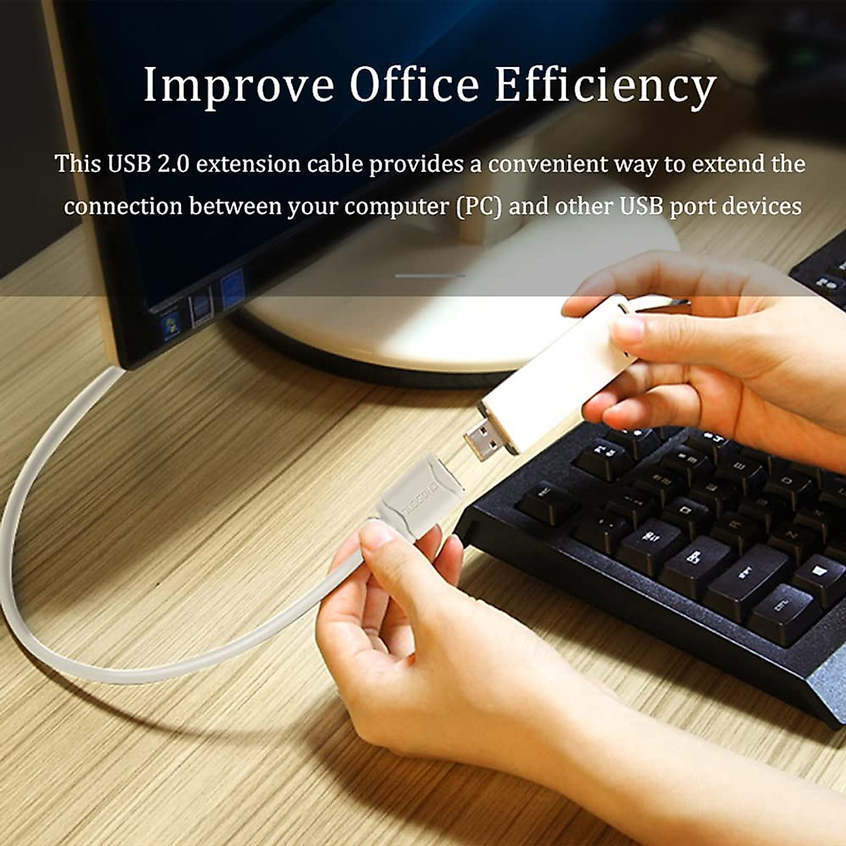 CHOSEAL USB Extension Cable 2.0 Male to Female Extender Data Cable for PC Keyboard Printer Mouse Computer (9.8ft/3m)…