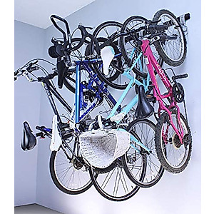 SafeRacks Bike Storage Rack Wall Mount Garage Bike Hanger for 5 Bicycles Adjustable Hooks Organize Bicycles in The Garage(5-Bike Hooks, Holds 500lbs)