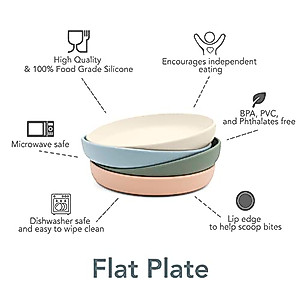 noüka Flat Plate | 100% Food-Grade Silicone | Comes With A Lip Edge | Non-Slip & Soft | Dishwasher Friendly | Deep Moon | Size 570ml