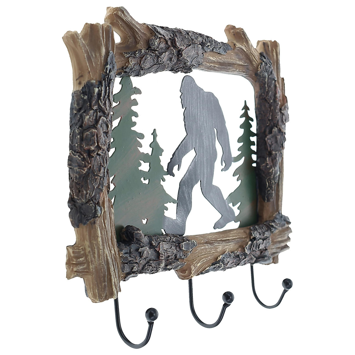 Top Brass Bigfoot Sasquatch Silhouette Wall Mount Key Holder – 3 Hooks Key Rack Hanger Organizer