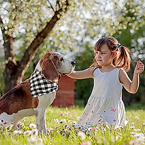 Buffalo Plaid Dog Bandana & Hair Scrunchies Dog Puppies Pets Accessories Cotton Bandanas Handkerchiefs Scarfs Dog Birthday Party Outfit Dog Lovers Presents