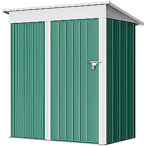 Greesum Metal Outdoor Storage Shed 5FT x 3FT, Steel Utility Tool Shed Storage House with Door & Lock, Metal Sheds Outdoor Storage for Backyard Garden Patio Lawn, Green