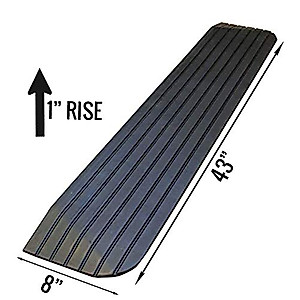 RK Safety RK-RTR01 1" Rise Solid Rubber Power Wheelchair Scooter Threshold Ramp (1 Pc)