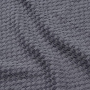 Amazon Basics 100% Cotton, Soft & Absorbent, Popcorn Texture Terry Kitchen Dish Towels, 28"L x 16"W, Grey Stripe, Pack of 4