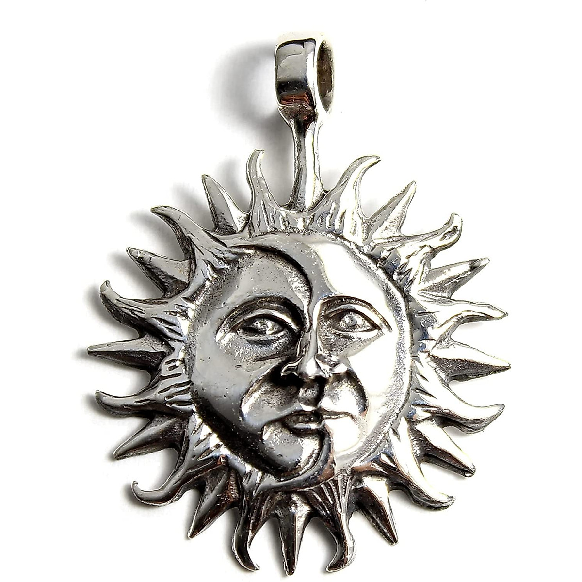 COSUMOSU 925 sterling silver Mexican Sun and moon Face Celestial Lunar Solar Pendant (Sun & Moon)