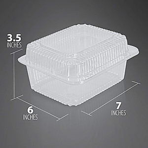 Clear Plastic Hinged Food containers - Sturdy Disposable Bakery Lid Cookie Container Boxes - 7”x 6”x3.5” (40)
