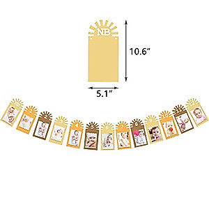 Gankbite Sunshine 12 Month Photo Banner Boho Neutral Rainbow 1st Birthday Decoration First Trip Around The Sun One Year Party Supplies