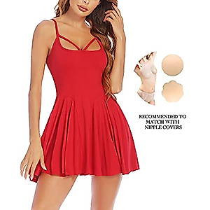 ADOME Sexy Mini Dresses for Women Club Party Dress Ruffle Hem Summer Dresses for Women Bright Red,XL