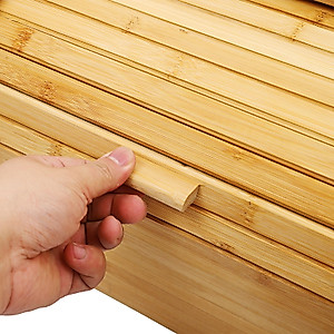 DYNAMI Bamboo Rice Storage Container,33Lbs Wooden Cereal Containers Storage Rice Dispenser,Large Dry Storage Rice Container Box with Sliding Lid and Measuring Cup,for Flour Grains