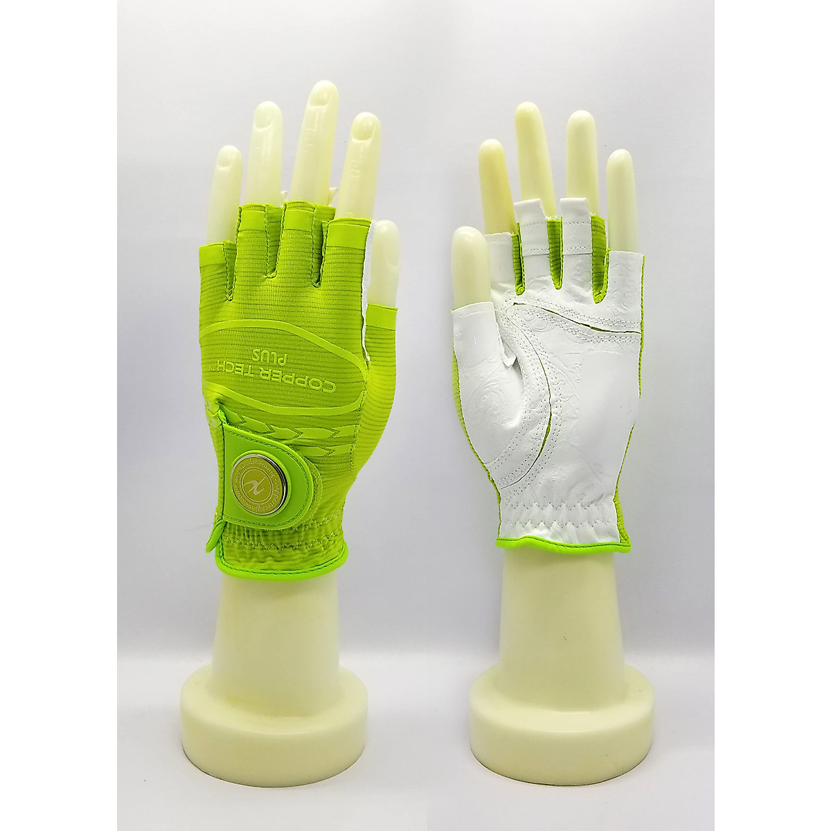 Copper Tech COPPERTECH Plus Womens Half Glove Worn ON Right Hand (White/Pink, MED to LG(ONE Size FIT Most), Worn ON RGHT Hand)
