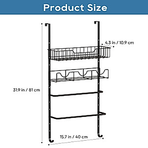 PAPAGIFTREE 4 Tiers Towel Racks for Bathroom Door Adjustable Bathroom Towel Holder with Storage Basket Towel Storage for Bathroom Towel Bar for Bathroom Over The Door Towel Bar for Bathroom