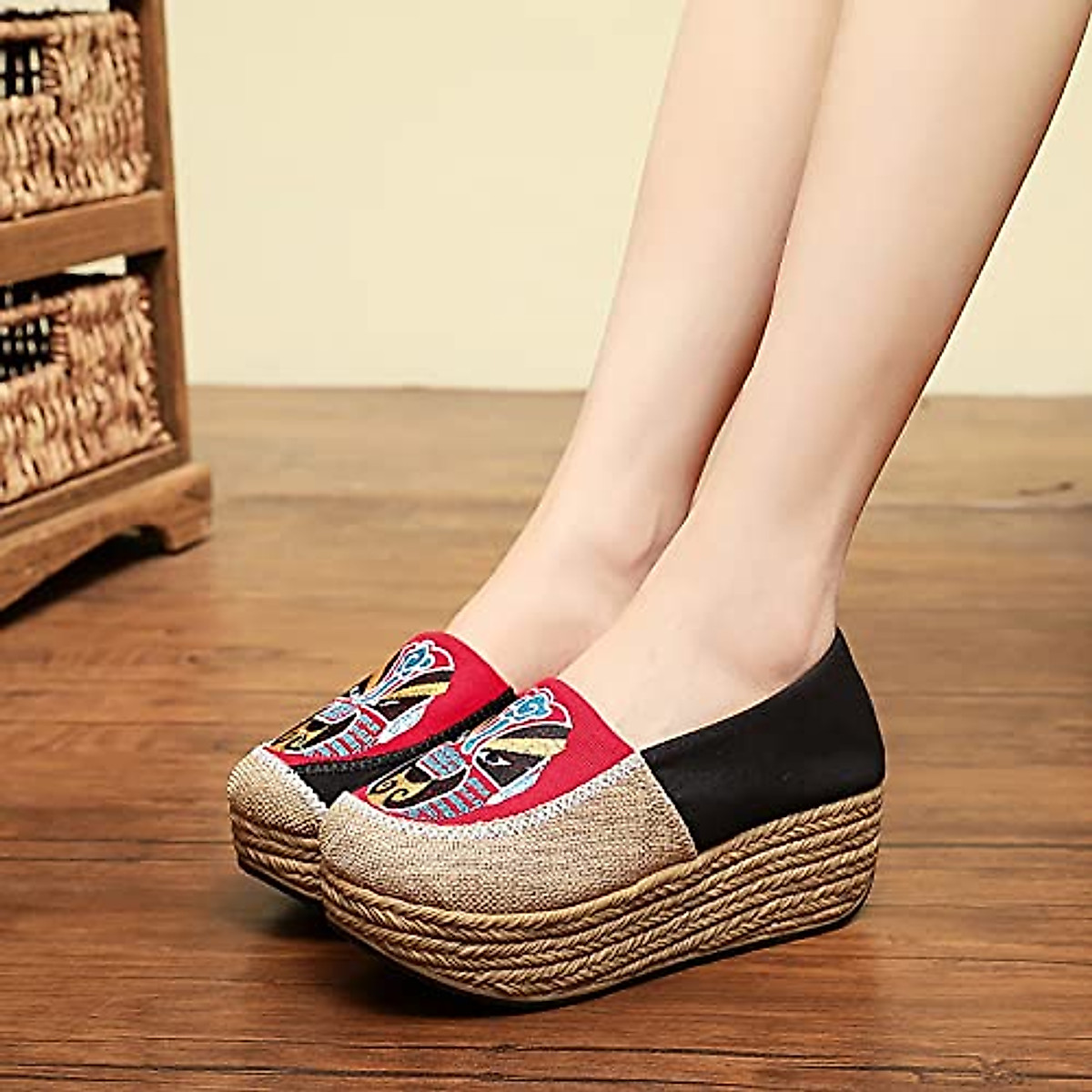 Casual Shoes Fashion Shoes for Women High Heeled Fashion Boots Silp On Dark Wedges Shoes for Women Red