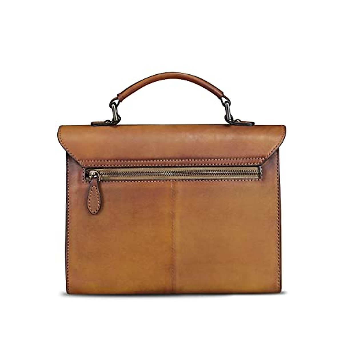 Genuine Leather Satchel Purse for Women Vintage Handmade Top Handle Handbag Retro Designer Crossbody Bag (Brown)