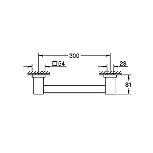 GROHE Start Cube Grip Bar – Bathroom Wall Mounted Bathtub or Shower Handle (Metal Material, Concealed Fastening, Including Screws and Dowels, Durable Sparkling Sheen), Size 354 mm, Chrome, 41094000