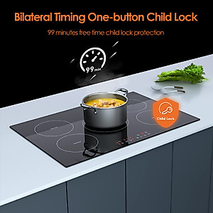 Davivy 30 Inch Induction Cooktop,5 Burners Built-in Induction Cooktop,Induction Stove Top - 9 Heating Level,Child Safety Lock,Sensor Touch Control,Timer, 220~240V, 9300W