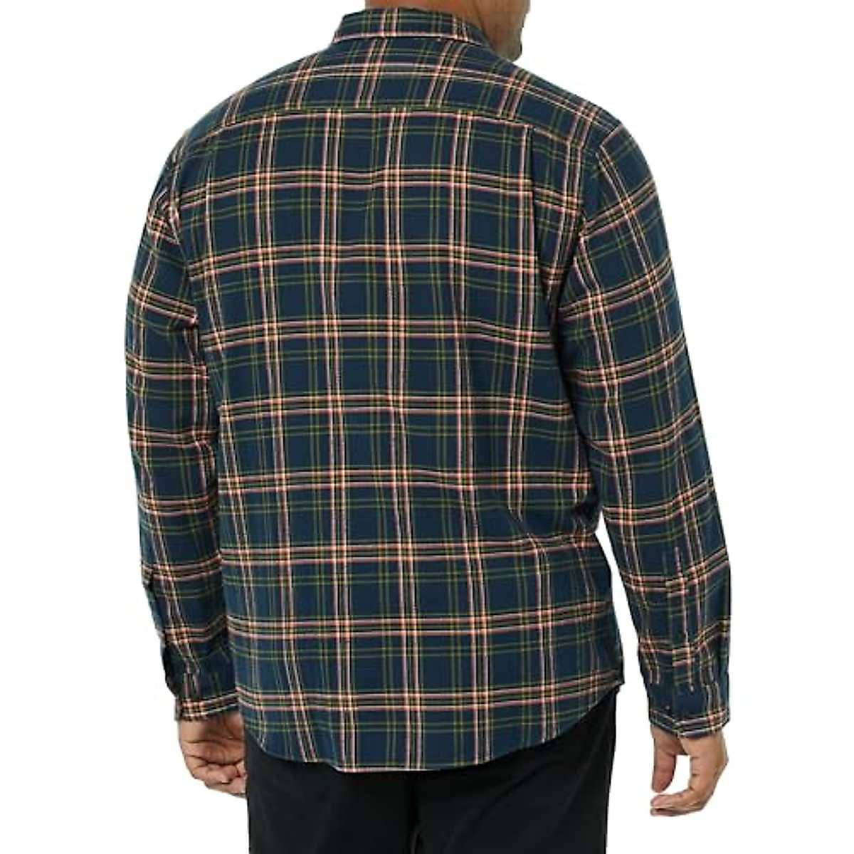 Amazon Essentials Men's Long-Sleeve Flannel Shirt (Available in Big & Tall), Dark Navy Plaid, Large
