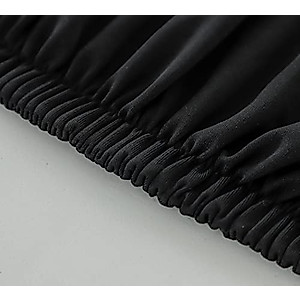 NEWISHER Fitted Tablecloth Oval Elastic Edge Spandex Stretchable Table Top Cover for Dining Picnic Outdoor Camping Patio Black 48 x 68 inch