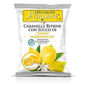 Serra Le Italiane, Italian Natural Hard Candy Filled With Lemon From Siracuse Italy, 3.5 oz