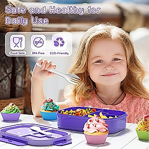 TIME4DEALS Lunch Box Kids Adult Bento Box Bento-Style Lunch Box 1300ml Ideal Portion Size Leak Proof Bento Lunch Box for Teens Toddlers, BPA Free Lunchbox Containers for School Work Picnic (Purple)
