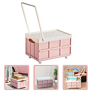 Cabilock Moving Boxes Foldable Storage Bins with Lids Collapsible Storage Box Utility Wagon Camping Garden Shopping Cart Grocery Toy Clothes Books Container With Wheel Collapsible Storage Bins
