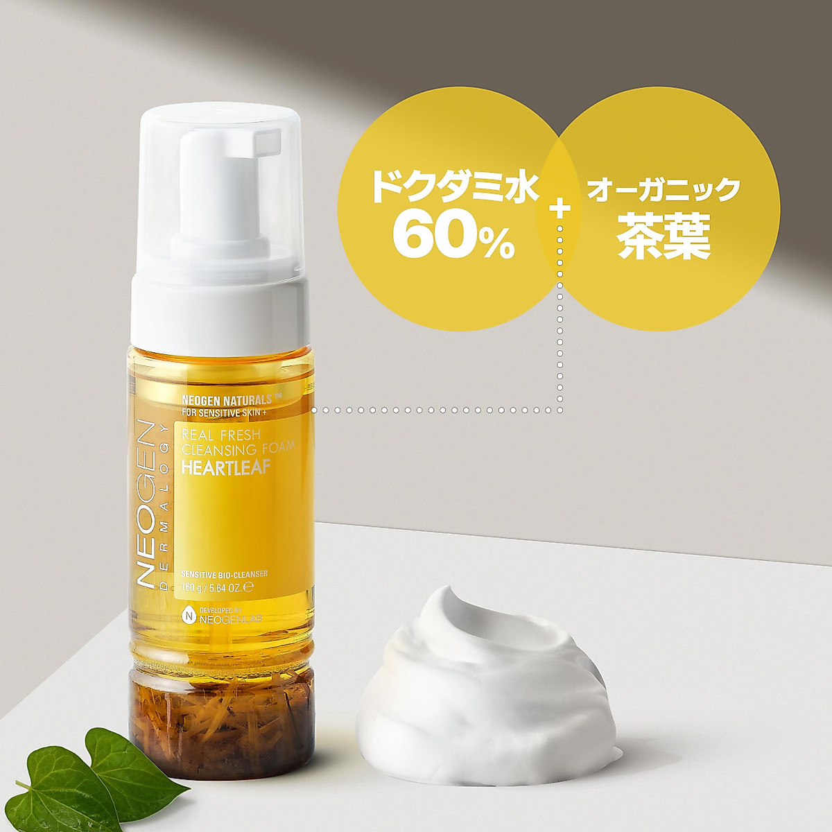 DERMALOGY by NEOGENLAB NEOGEN Real Fresh Cleansing Foam, Heartleaf 5.64 oz (160g) - Vegan, Cruelty Free, Soothing Cleanser for Sensitive Skin - Korean Skin Care