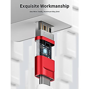 JSAUX USB-C Data Blocker, (2-Pack) USB-A to USB-C Female Defender Only for Quick Charge, Protect Against Juice Jacking, Refuse Hacking Provide Safe Charging- Red