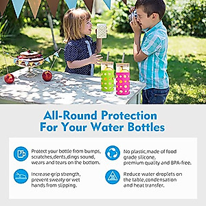 4 Pack Water Bottle Silicone Sleeve, Silicone Protective Holders for Glass Water Bottle, Slip Resistant & Durable Protective Covers for Smoothie, Drinks, Juice, Milk Bottles (Colorful)