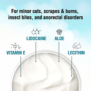 Ebanel 5% Lidocaine Numbing Cream, Pain Relief Burn Itch Numb Cream, Maximum Strength Topical Anesthetic with Allantoin, Vitamin E for Local and Anorectal Uses, Hemorrhoid Treatment, 1.35 Oz