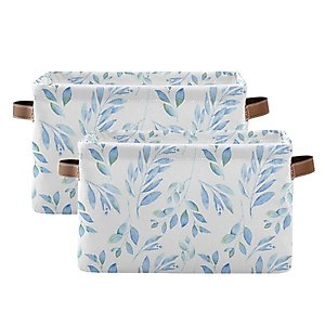 SDMKA Fabric Storage Baskets Blue Branch Foldable Baskets Large Storage Bins for Organizing Shelves Closet Home, Decorate Your Rooms