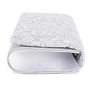 U-Story Women's Elegant Floral Lace Evening Party Clutch Bags Bridal Wedding Purse Handbag (White)