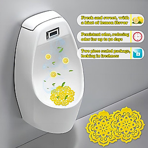 Zydiwo 10 Pack Urinal Screens Deodorizer Premium Urinal Cake Anti-Splash and Anti-Clogging Lasting Odor Freshener Ideal for Schools Bathrooms Restrooms Office Restaurants (Lemon-Yellow)