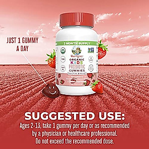 MaryRuth Organics Probiotic | USDA Organic Probiotic Gummies | Probiotic Digestive Support | Immune Support | Digestive & Gut Health Supplement | Vegan | Non-GMO | Gluten Free | 60 Count