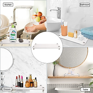 Instant Dry Sink Organizer 2PCS, Sponge Holder Fast Drying Stone, Natural Diatomite Material, Soap Holder with Rustproof Stainless Feet, Sink Caddy for Kitchen Bathroom Counter, White
