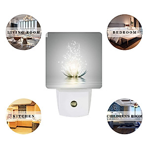 Nightlight Plug in LED Lights for Bedroom, Art Lotus Fantasy Flower Night Lights Plug into Wall with Light Sensors Room Decor for Nursery Children Kids Boys Girls