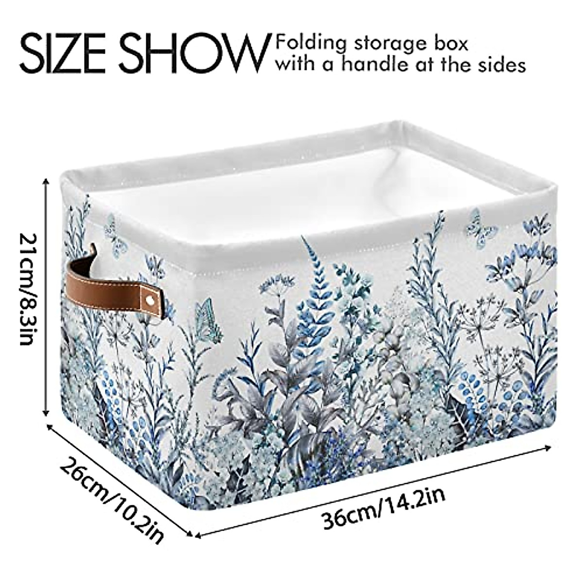 xigua Herbs Wild Flowers Leaves Storage Basket, Durable Canvas Organizer With Handles Large Collapsible Storage Bins Boxes for Home Office - 2pack