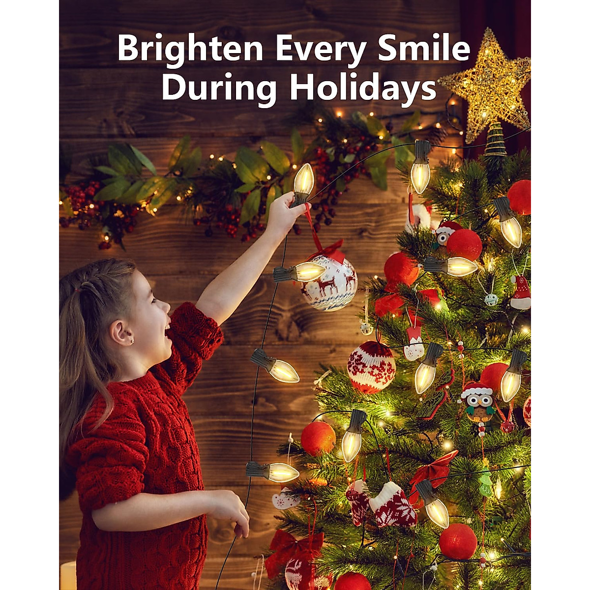 GLUROO LED Night Light Bulbs, C7 E12 Candelabra LED Light Bulbs, Clear Vintage Replacement Bulbs for Outdoor String Lights, 4W 5W 6W 7W Incandescent Bulb Equivalent, Warm White 2200K, 10 Pack