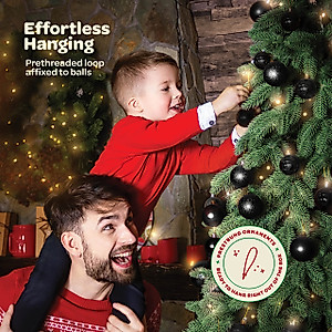 Christmas Ornaments Set of 36 - Beautiful [Black] Christmas Tree Decorations Ornaments Set - 6 Style Christmas Ball Ornaments - Shatterproof/Pre-Strung - for Holiday/Party/Decorations/DIY