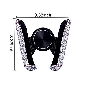 SUNCARACCL Bling Car Phone Holder Mini Car Dash Air Vent Automatic Phone Mount Universal 360°Adjustable Crystal Auto Car Stand Phone Holder Car Accessories for Women and Girls (White)