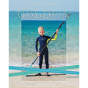 Goldfin Kids Wetsuit for Boys Girls, 3mm Neoprene Fullsuit for Toddler Back Zip Youth Water Aerobics Diving Boating Snorkeling Surfing Swimming