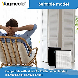 3 In 1 True HEPA Filter for Shark Air Purifier 4, Compatible with Shark HE400 HE401 HE402 HE405 Filter Replacement, HE4FKPET, 1Pack