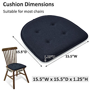 Shinnwa Dining Chair Cushions Non Slip Kitchen Seat Cushions for Dining Chairs U-Shaped Indoor Chair Pads Set of 2, Machine Washable, 15.5”x15.5”, Charcoal