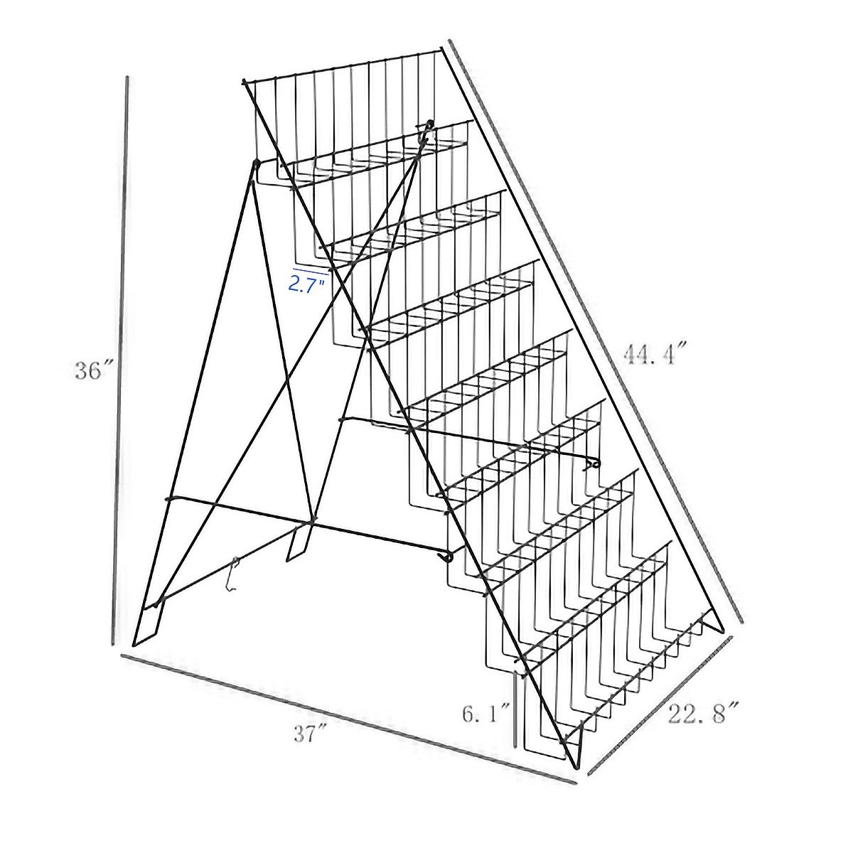 FixtureDisplays® 8-Tier Literature Holder Greeting Card Floor Stand Displays Book DVD Brochure Travel Collapsable Wire Metal Rack 1483new