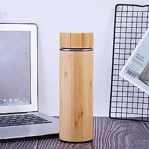 Eco Friendly Stainless Steel Thermos Insulated Drinking Bamboo Water Bottle Coffee Tumbler 17 oz